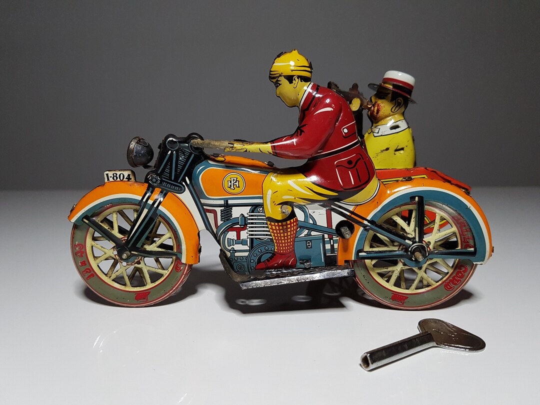 Vintage Paya Tut Tut Motorcycle With Sidecar Mechanical Old Wind up Toy ...