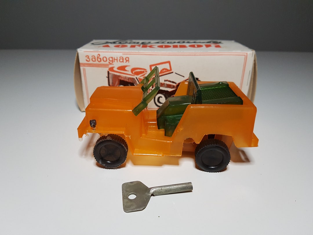 Vintage Soviet Toy Wind-up Car Jeep With Box USSR Vehicle 90s Orange ...