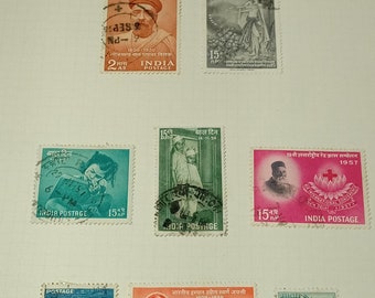 India Stamp Collection - 2 Pages of Mixed Indian Stamps - Etsy