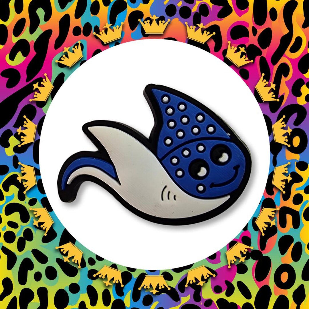 Blue Manta Ray Croc Charm: Chunky Smiling Ocean Fish - Etsy