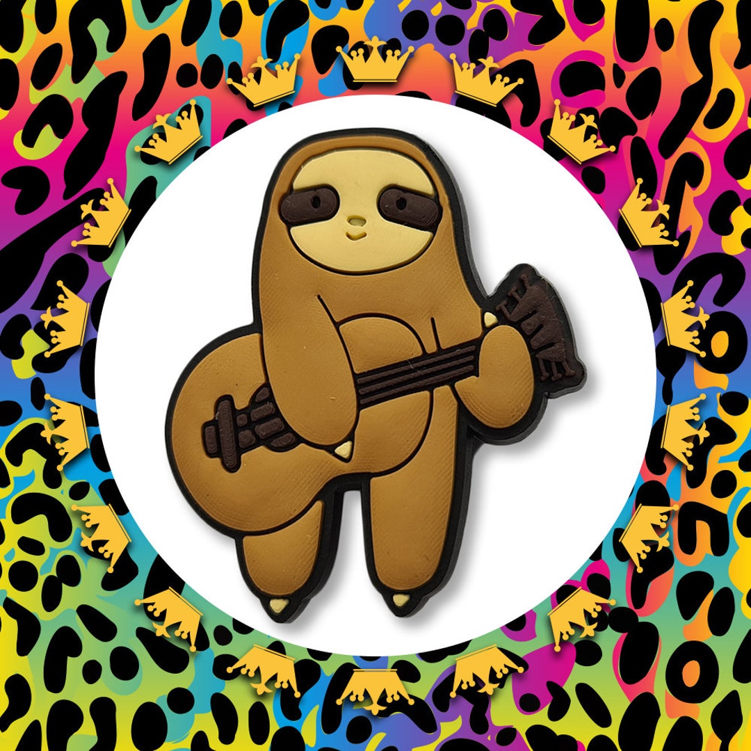 Super Cute Chunky Sloth Playing the Guitar Croc Charm Music Animal - Etsy