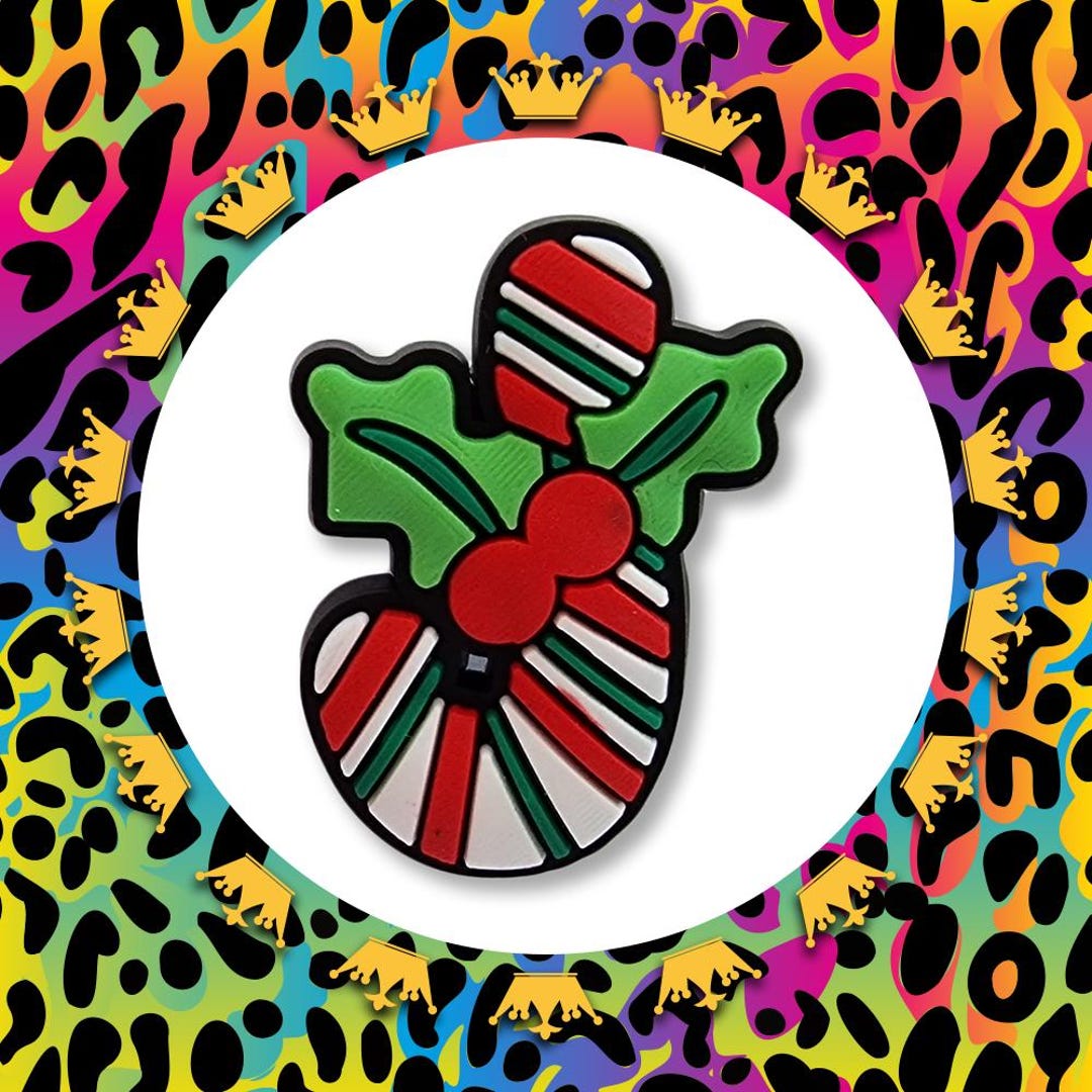 Christmas Super Cute Candy Cane Christmas Holly Croc Charm Festive ...