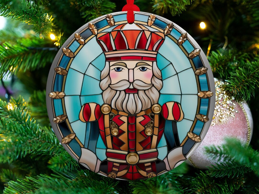 Christmas Nutcracker FAUX Stained Glass Ornament Christmas - Etsy