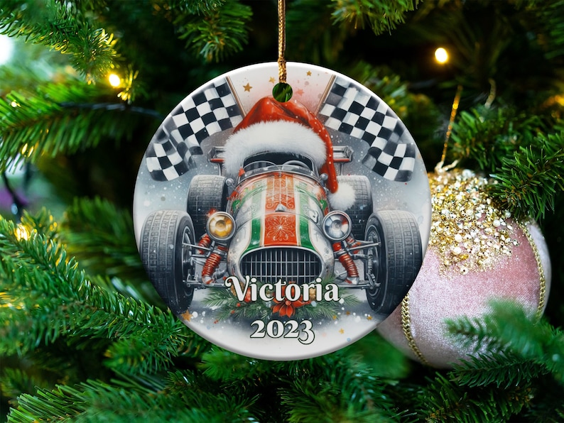 Christmas Racecar Kids Christmas Personalized Ornament, Custom ...