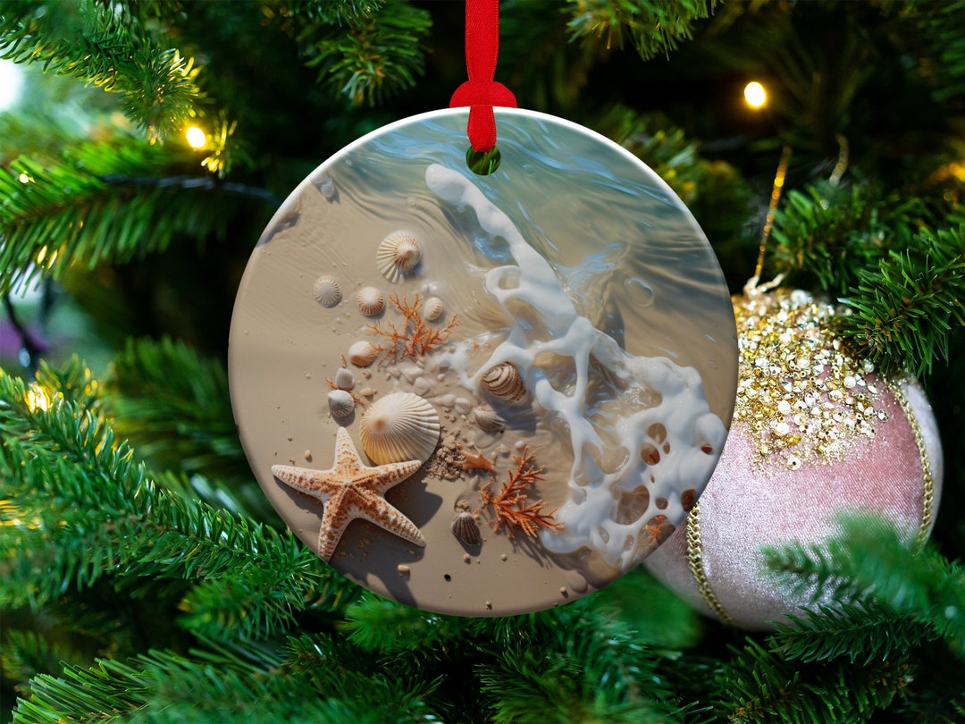 Sea Sand Shells and Starfish, Personalized Ornament With Seashells ...