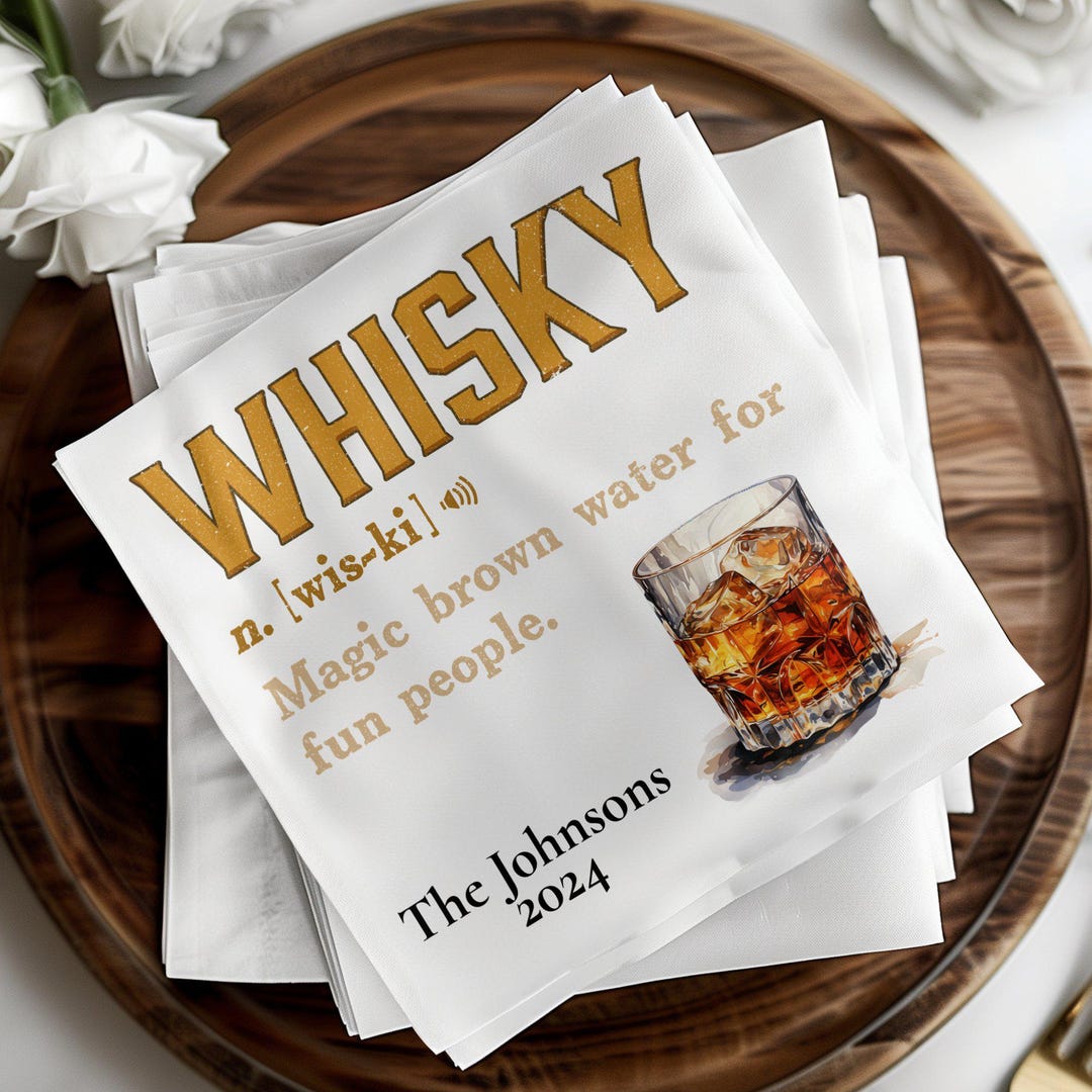 Custom Whiskey Definition Napkin Personalized Drink Napkin Fun Birthday ...