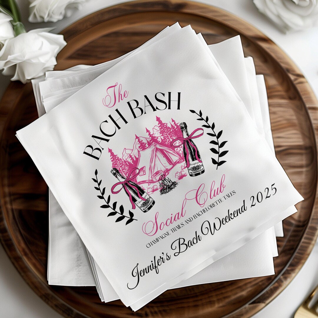 The Bach Bash Social Club Bachelorette Party Napkins Champagne Camp ...