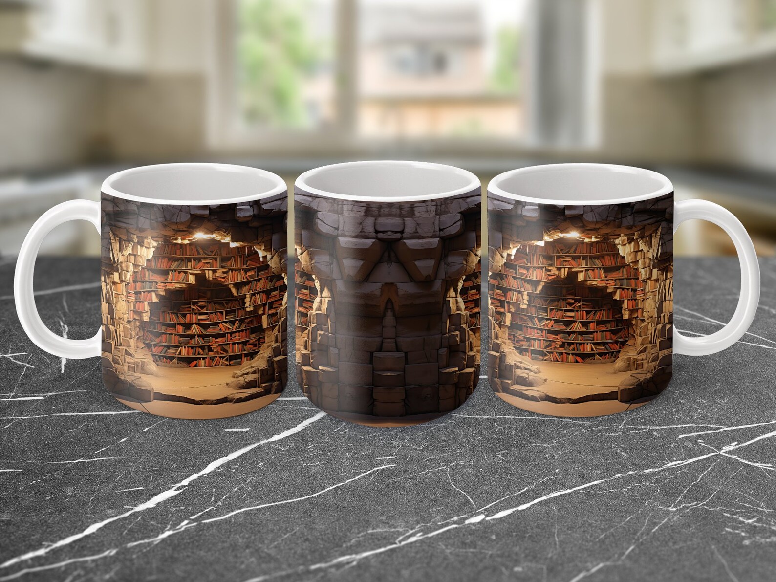 3D Effect Books, Bookshelf Mug, 3D Printed Coffee Mug, Personalized ...