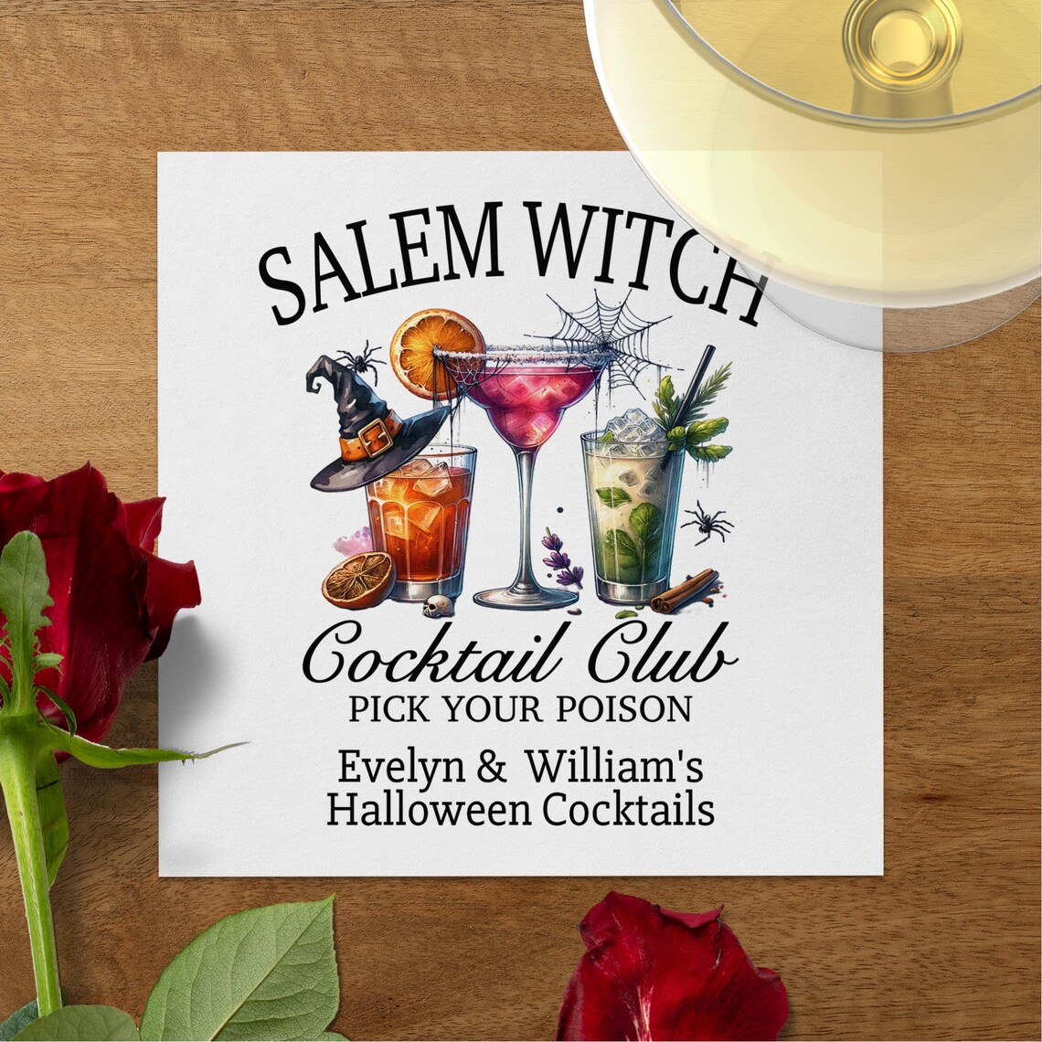 Personalized Halloween Witch Cocktail Napkins Custom Party Decor Spooky ...