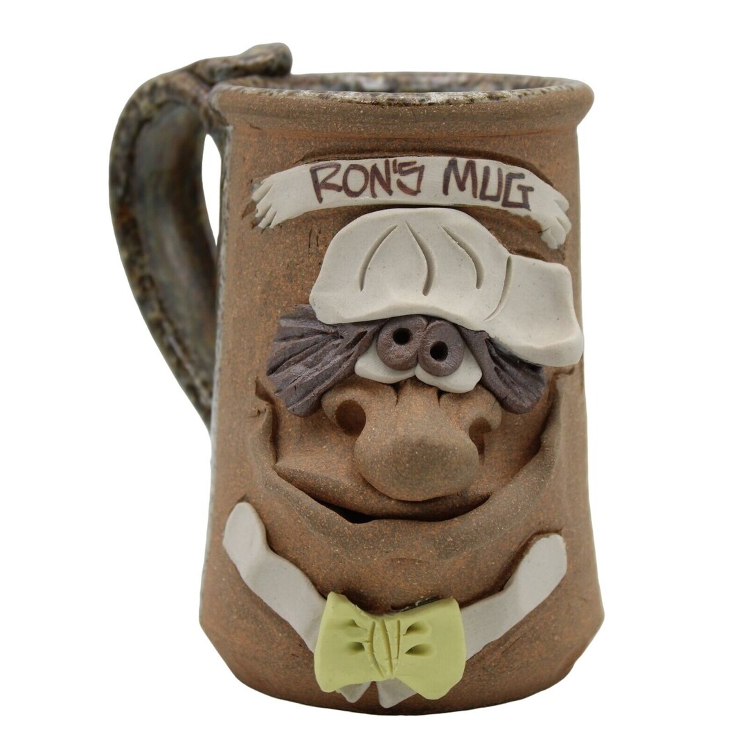 Stirling Earth Works Handmade Goofy Face Coffee Bowtie Baseball Hat RON ...