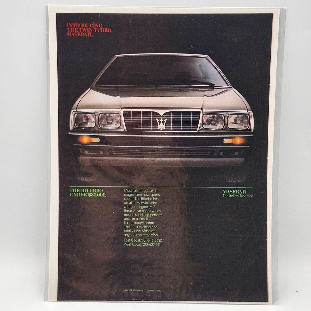 1984 Maserati Biturbo Magazine Print Ad Italian Luxury Car - Etsy