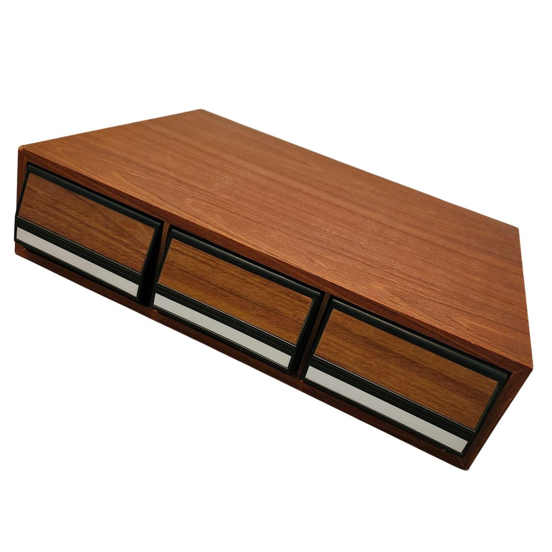 Vintage 42 Cassette Tape Storage Box Faux Wood 3 Drawers A - Etsy