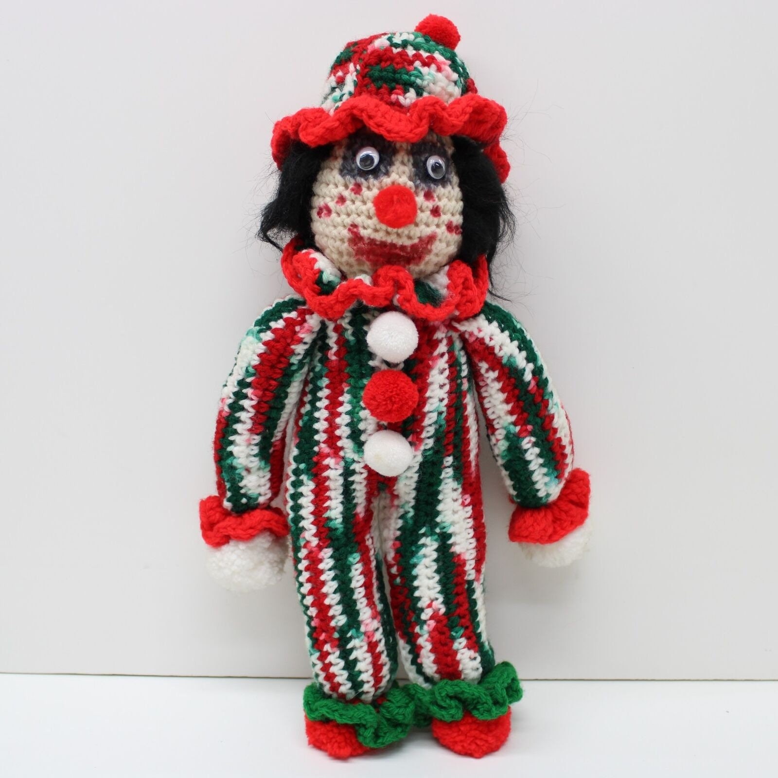 Crochet Knit Stuffed Creepy Scary Clown 16 Inch Tall Toy Doll Handmade ...