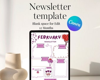 April Newsletter Template, Editable Newsletter, Monthly Newsletter ...