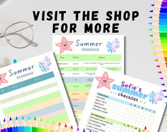 Summer Schedule, Summer Bucket List, Summer Checklist, Kids Chore Chart ...