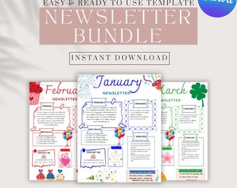 June Newsletter Template, Editable Newsletter, Monthly Newsletter ...