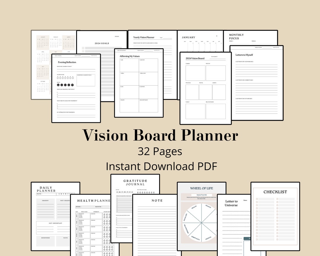 Vision Board Printables. Self-care Worksheet. Ebook Canva Template ...