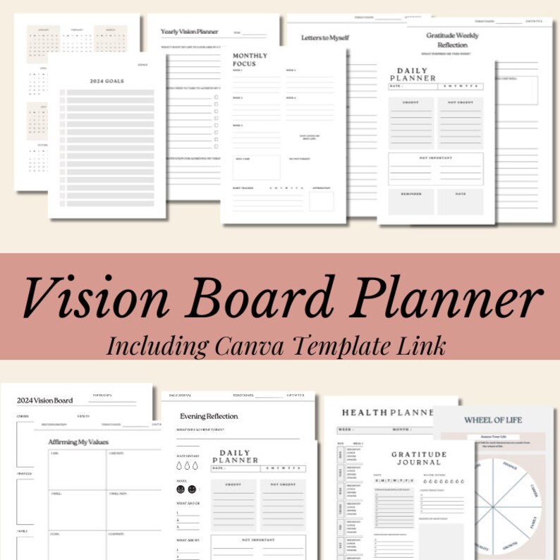 Vision Board Printables 2024 Vision Board Template. Digital Vision ...