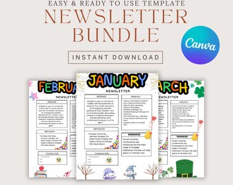 March Newsletter Template, Editable Newsletter, Monthly Newsletter ...