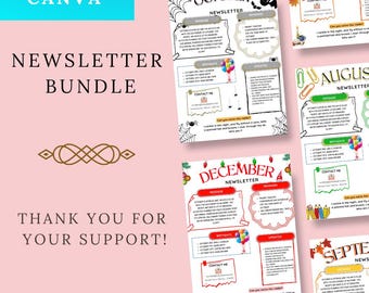 April Newsletter Template, Editable Newsletter, Monthly Newsletter ...
