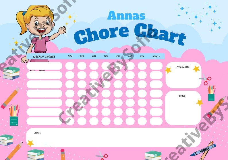 Editable Kids Chore Chart Kids Chore Chart Printable Chore Chart for ...