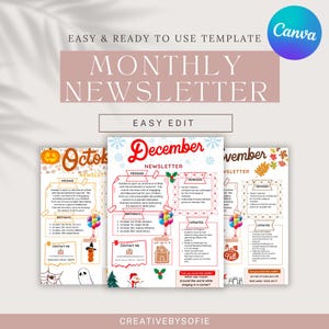 Newsletter Template, Editable Monthly School Classroom Teacher ...