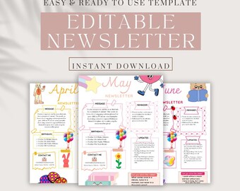 June Newsletter Template, Editable Newsletter, Monthly Newsletter ...