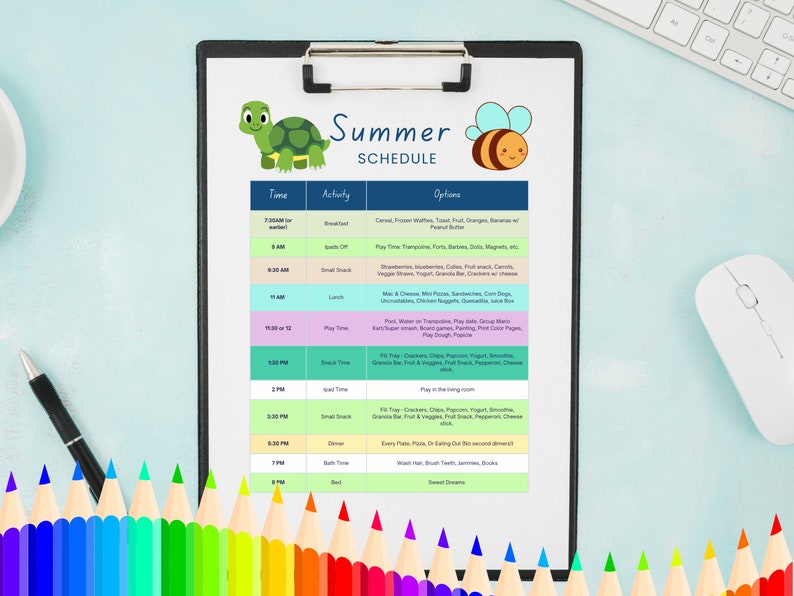 Summer Schedule, Summer Bucket List, Summer Checklist, Kids Chore Chart ...