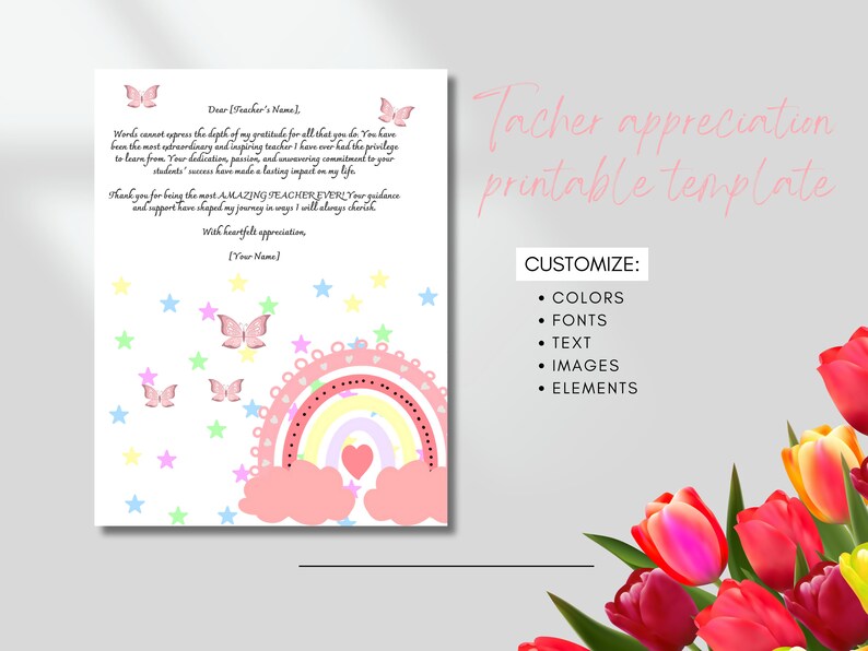 Teacher Appreciation Printable Gift Thank You Card for School ...