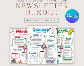 March Newsletter Template, Editable Newsletter, Monthly Newsletter ...