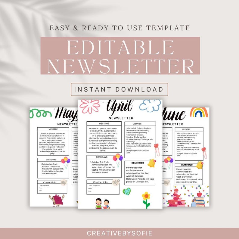Editable Canva Template for Monthly School and Teacher Newsletters - Etsy
