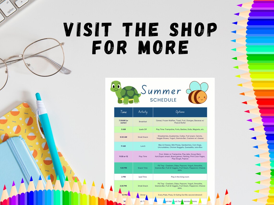 Summer Schedule, Summer Bucket List, Summer Checklist, Kids Chore Chart ...