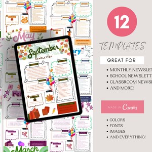 Newsletter Template, Editable Newsletter, Monthly Newsletter, School ...