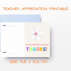 Teacher Appreciation Card Printable: Instant Download for End of School ...