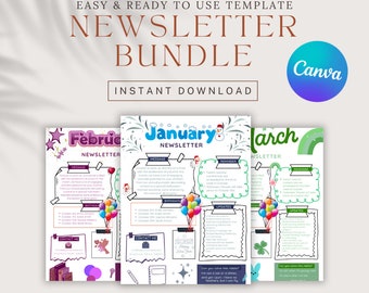 March Newsletter Template, Editable Newsletter, Monthly Newsletter ...