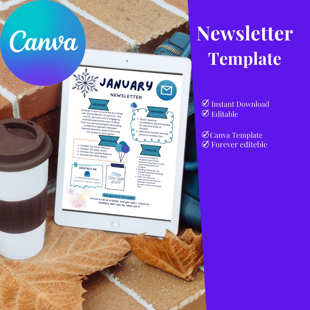 Editable Newsletter, Monthly Newsletter, School Newsletter, Classroom ...