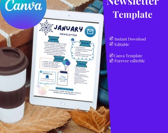 February Newsletter Template, Editable Newsletter, Monthly Newsletter ...