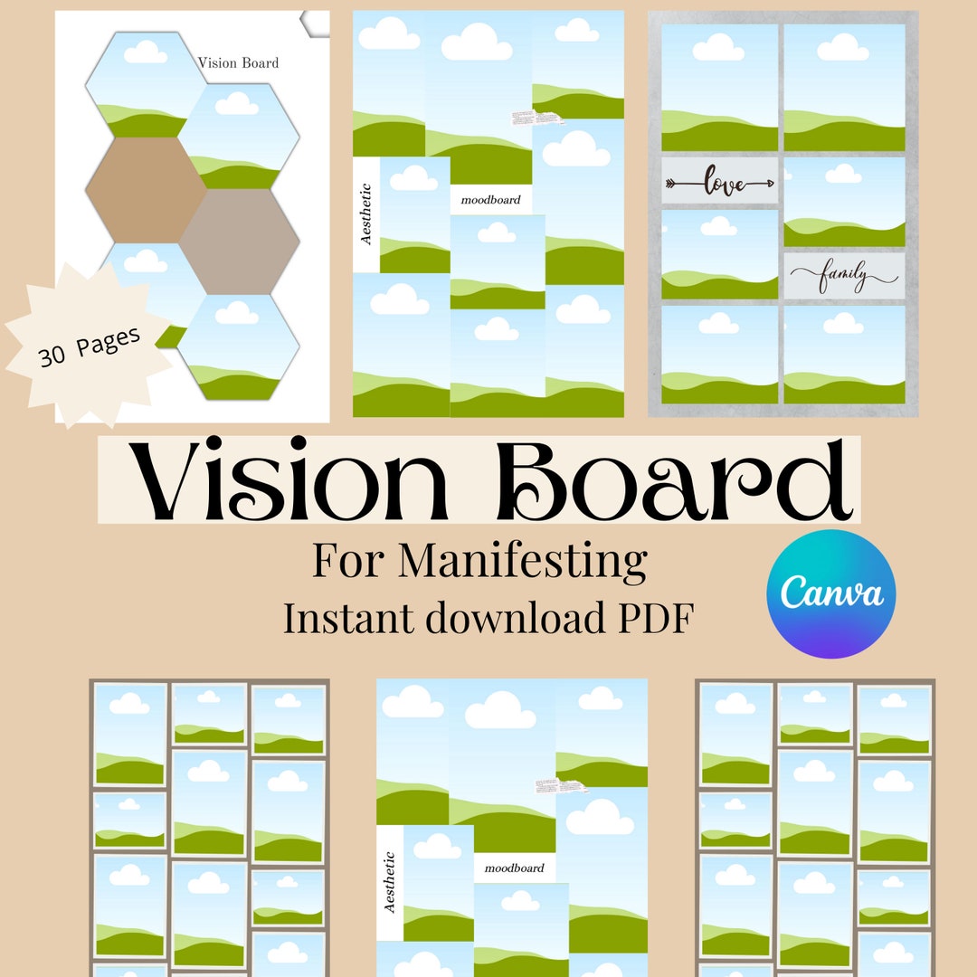 Vision Board Template Canva Template Manifestation Journal Ebook ...