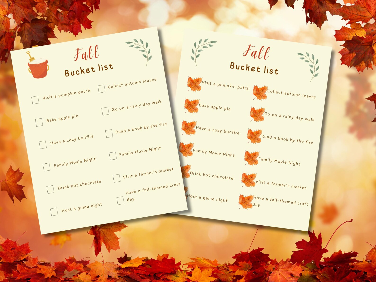 Fall Bucket List Printable, Fall Bucket List Template Editable ...