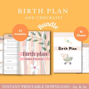 Birth Plan Template Bundle, Pregnancy Planner, Labor and Delivery ...