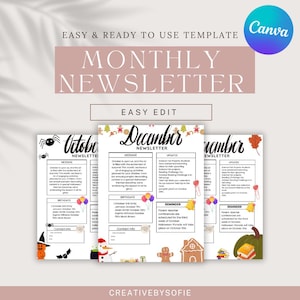 Editable Canva Template for Monthly School and Teacher Newsletters - Etsy