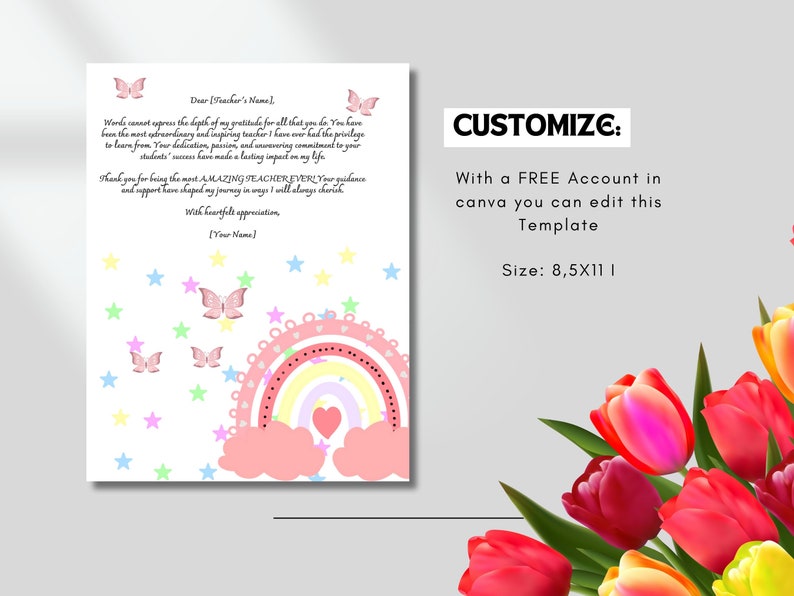 Teacher Appreciation Printable Gift Thank You Card for School ...