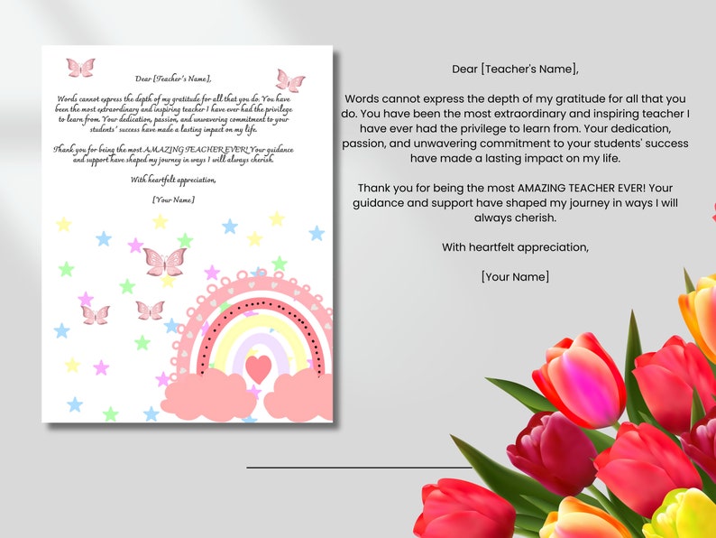 Teacher Appreciation Printable Gift Thank You Card for School ...