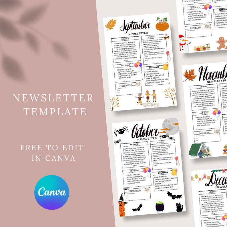Editable Canva Template for Monthly School and Teacher Newsletters - Etsy
