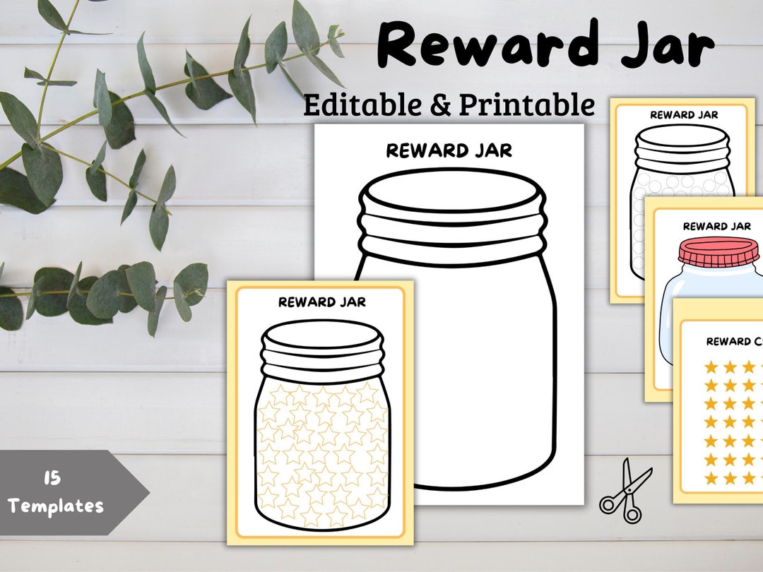 Reward Jar | Reward Chart | Reward Tracker Template | Color Printable ...