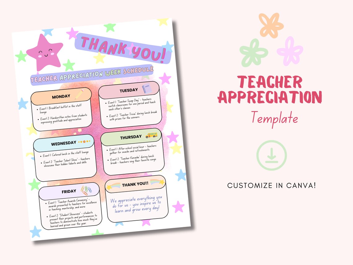 Teacher Appreciation Week Printable Editable Teacher Appreciation Gift ...