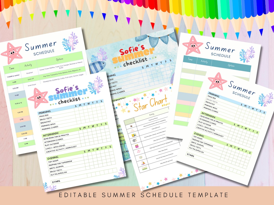 Summer Schedule, Summer Bucket List, Summer Checklist, Kids Chore Chart ...
