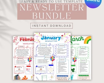 April Newsletter Template, Editable Newsletter, Monthly Newsletter ...