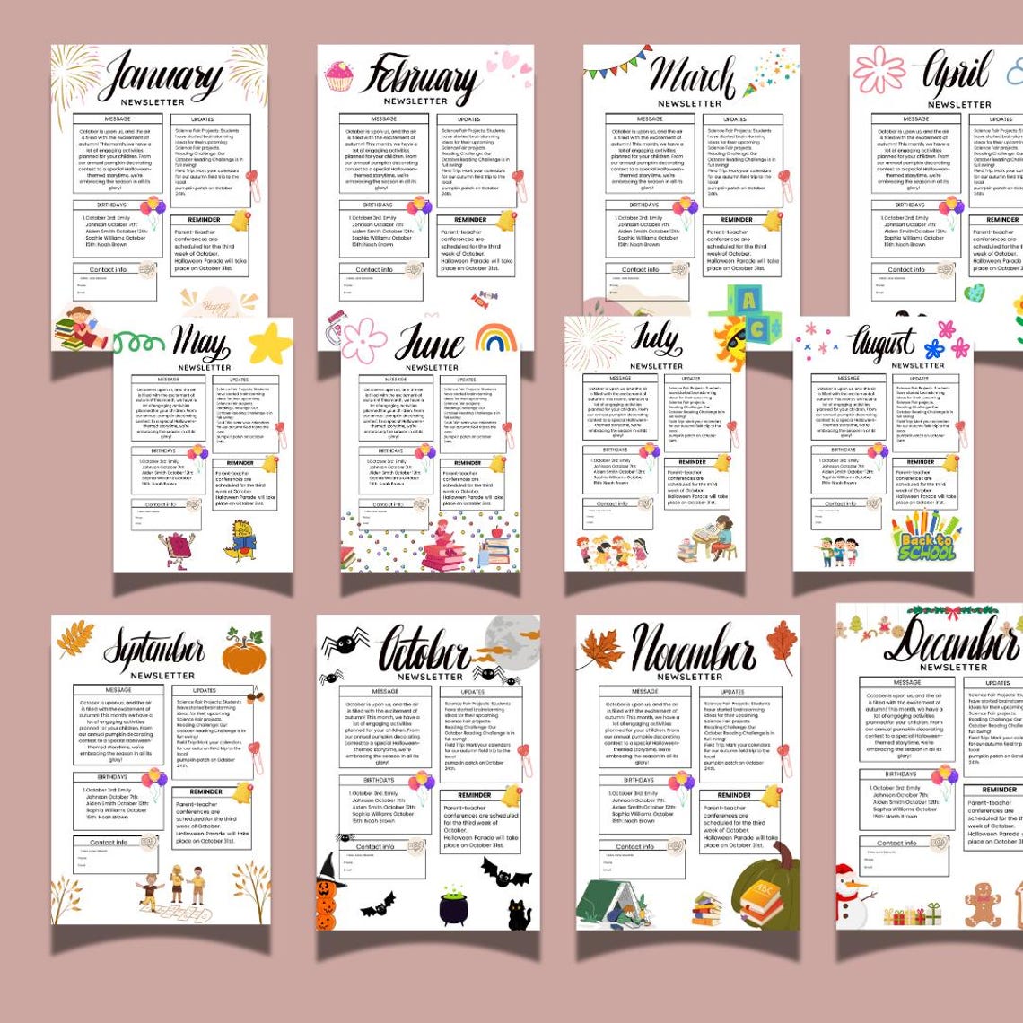 Editable Canva Template for Monthly School and Teacher Newsletters - Etsy