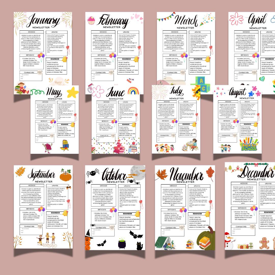 Editable Canva Template for Monthly School and Teacher Newsletters - Etsy